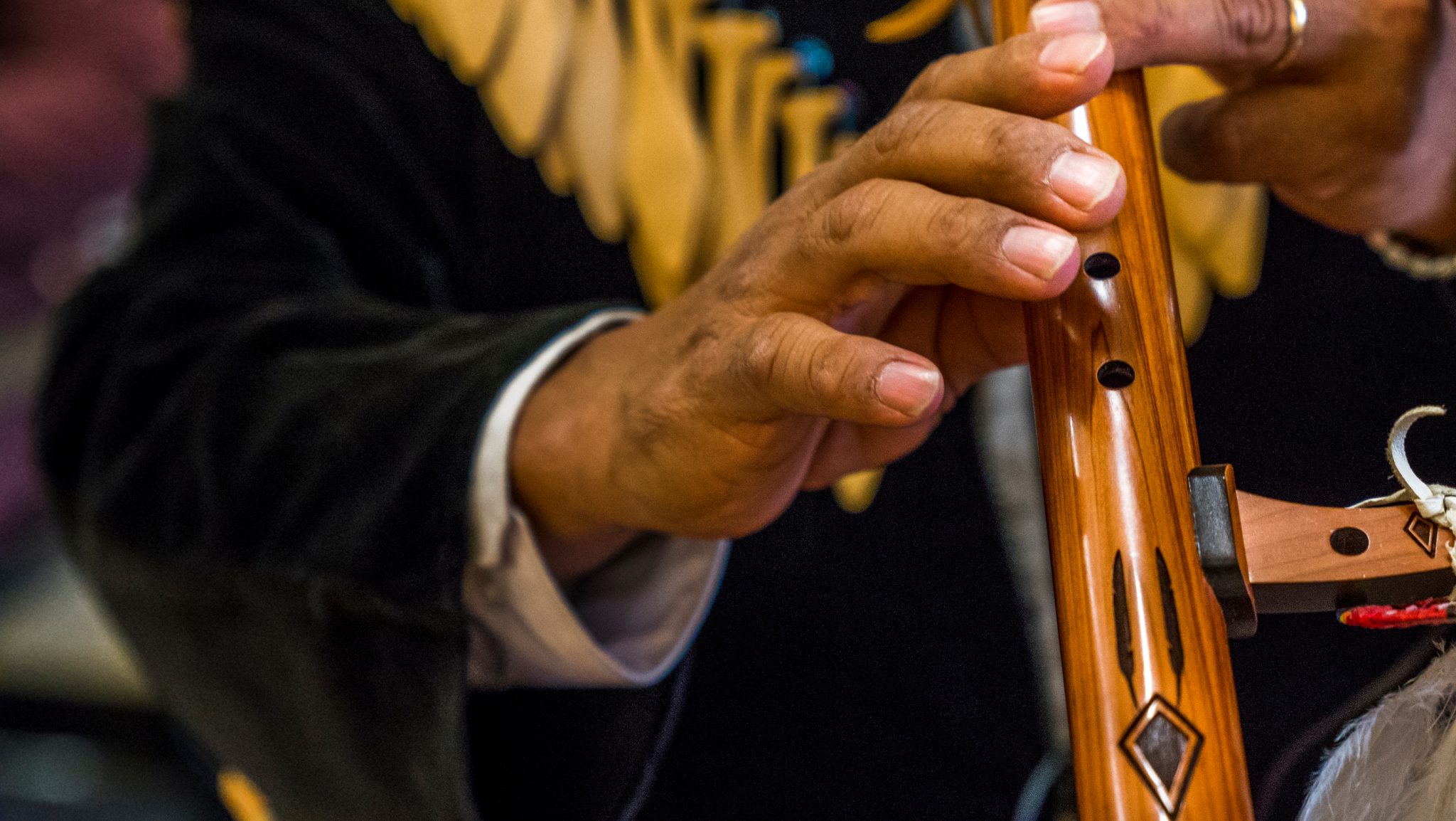 Close,Up,Of,A,Native,American,Indian,Playing,At,Flute. – Angela Blueskies